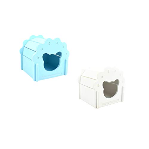 balacoo Hamster Wooden Hideout House Guinea Pig DIY Hideaway Hut Exercise and Climbing Toys for Bunny,Ferrets Chinchillas 2Pcs
