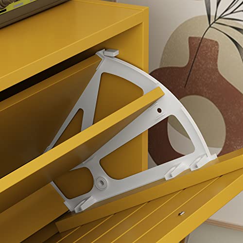 Homsee 3-Drawer Shoe Storage Cabinet with Louver Doors, 3-Tier Wood Shoe Rack Storage Organizer for Entryway, Yellow (22.4”L x 9.4”W x 42.3”H)