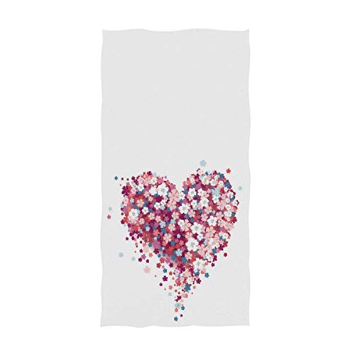 Naanle Beautiful Colors Floral Heart Valentine's Day Mother's Day Wedding Soft Highly Absorbent Large Decorative Hand Towels Multipurpose for Bathroom, Hotel, Gym and Spa (16 x 30 Inches,White)