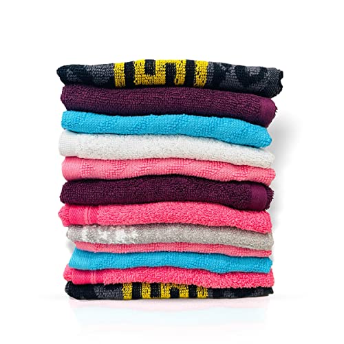 Livingtex Highly Absorbent, Soft, and Cotton 12 Pack (White / Multicolor) Washcloth / Wash-Towel / Face Towel - (12"X20") (Assorted)