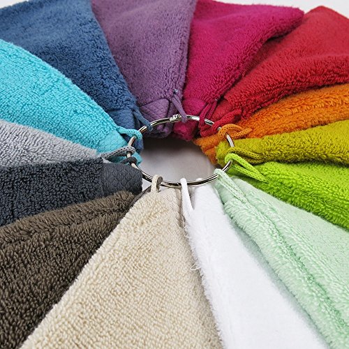Garnier-Thiebaut, Set of 2, Luxuriously Soft Cotton European Shower / Wash Mitts (Gants De Toilette), Cerise (Cherry Red), Elea Collection