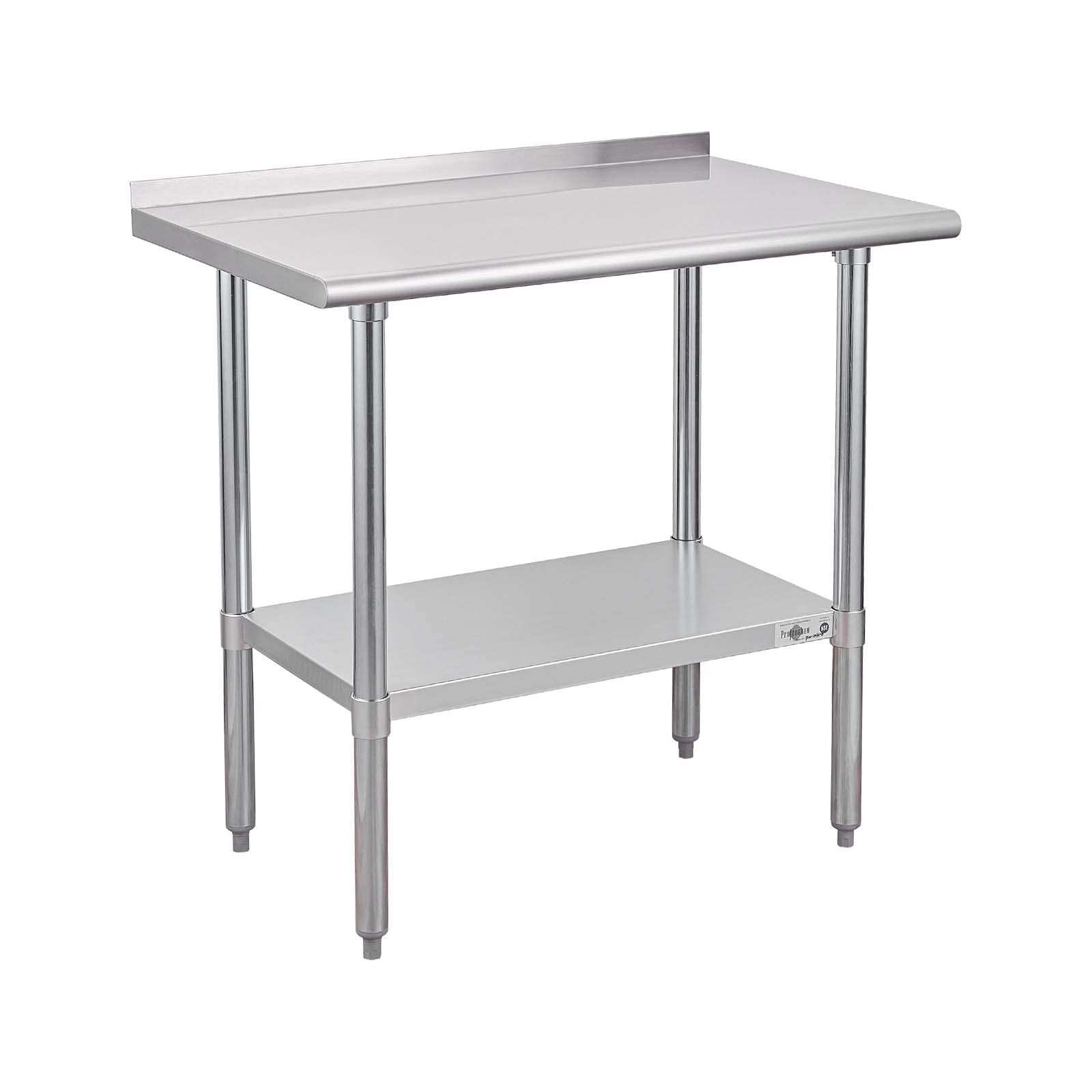 Profeeshaw Stainless Steel Prep Table NSF Commercial Work Table with Backsplash and Undershelf for Kitchen Restaurant 24x36 Inch