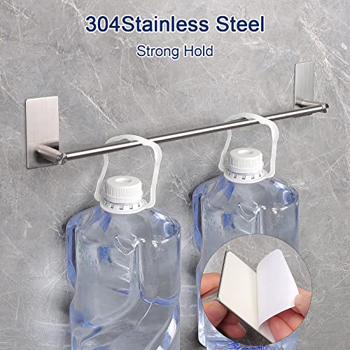 NearMoon Self Adhesive Bathroom Towel Bar- Stainless Steel Bath Wall Shelf Rack Hanging Towel Stick On Sticky Hanger Contemporary Style, NO Drilling, 16-Inch Towel Rack (2 Pack, Brushed Nickel)