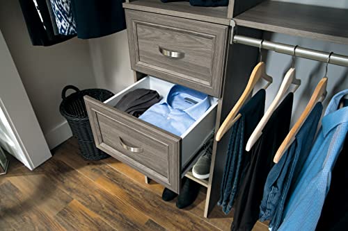 ClosetMaid SuiteSymphony Wood Drawer, Add On Accessory, Shaker Style, for Storage, Closet Clothes, x 10β Size for 16 in. Units, Graphite Grey/Satin Nickel