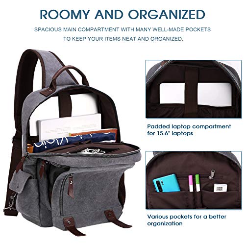 WOWBOX Sling Bag for Men Sling Backpack Laptop Messenger Bag Fit 15.6"