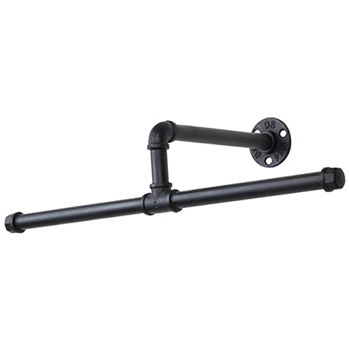 wuxiuqi Industrial Pipe Floating Clothing Rack Wall Mounted Hanging Rod Clothes Display Stand Rustic Metal Garment Bracket Frame