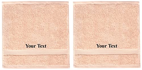 Maura Personalized Towels Super Soft, Highly Absorbent, Bathroom Towel Sets, 100% Cotton USA Monogrammed Gifts (Washcloths - Set of 2, Pearl Blush)