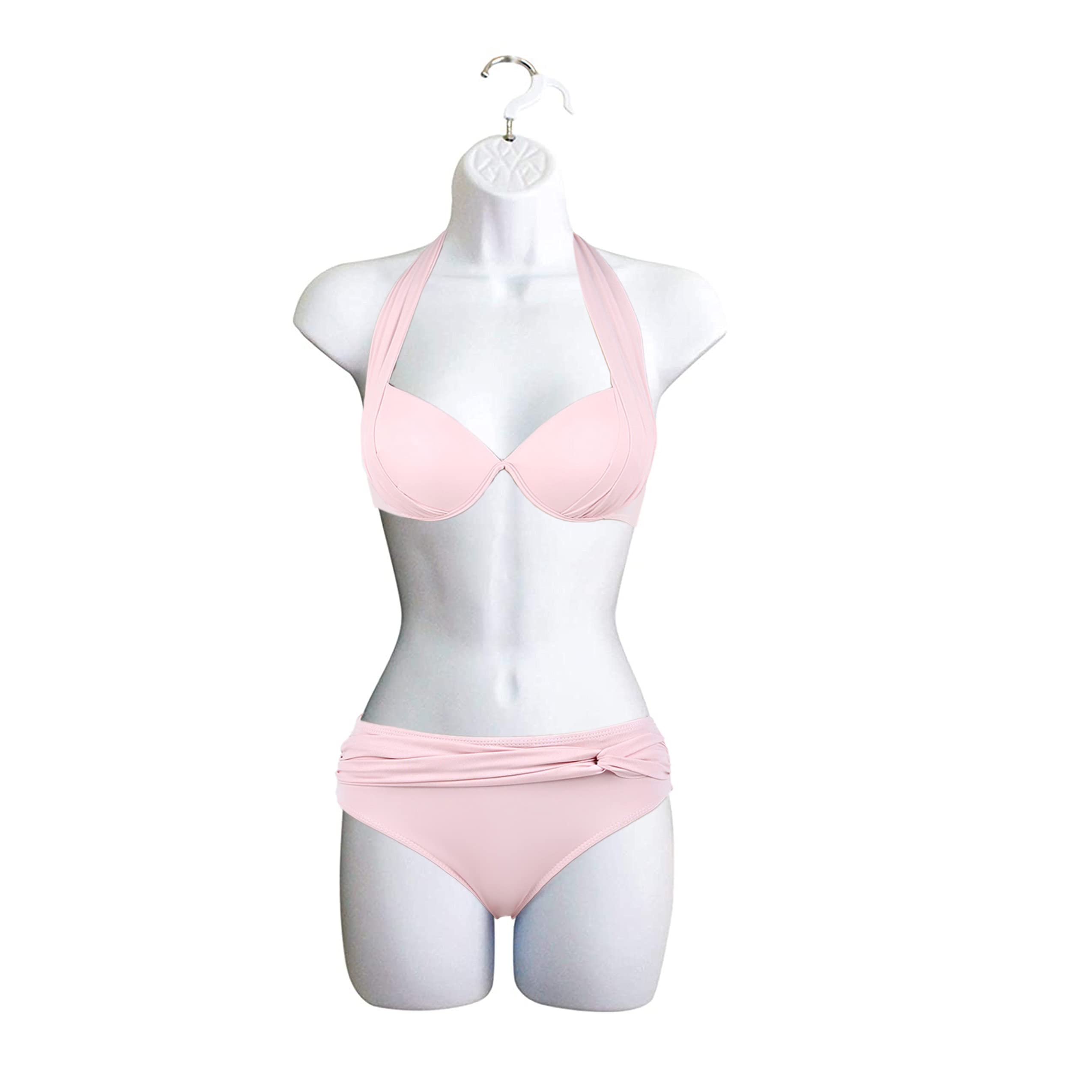 DisplayTown White Female Mannequin Hip Long Hollow Back Body Stackable Dress Form with Hanging Hook for Tshirt Display, Countertop, Craft Shows, Photos and Design, S-M Clothing Size