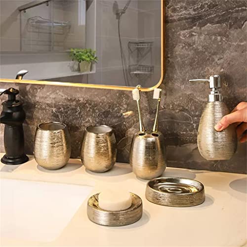 WYKDD Handmade Retro Ceramic Bathroom Five-Piece Set Wash Bathroom Toilet Supplies Set Wedding Wash Set