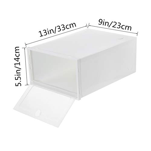 Micozy 12Pcs Foldable Shoe Box Storage Plastic Transparent Case Stackable Organizer 12.99x9.45x5.12 inch