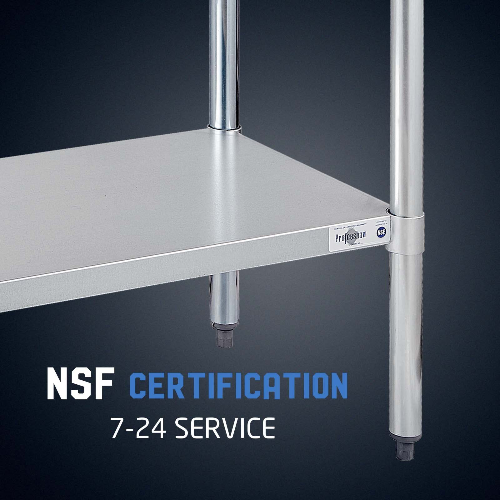 Profeeshaw Stainless Steel Prep Table NSF Commercial Work Table with Backsplash and Undershelf for Kitchen Restaurant 24x60 Inch