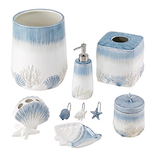 Avanti Linens - Shower Hook Set, Beach Inspired Bathroom Decor, Set of 12 (Abstract Coastal Collection)