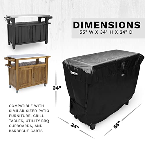Cover for Keter Unity XL, Portable Prep Tables and Flat Top Grills. Must Have BBQ, Grilling and Outdoor Cooking Accessory. Breathable, Waterproof, UV and Weather Resistant - 55" x 24" x 33.5"