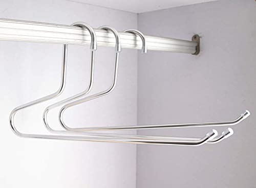 YUNAI 3Pcs Stainless Steel Pants Hangers, Open Ended Hangers, Jean Hangers, Strong Durable Anti-Slip Slacks Hangers for Space Saving.(Silver)