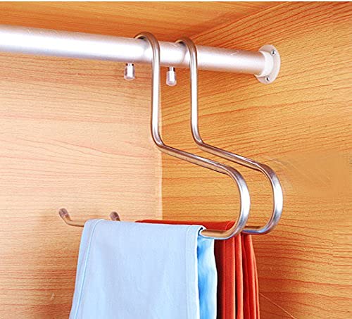 YUNAI 3Pcs Stainless Steel Pants Hangers, Open Ended Hangers, Jean Hangers, Strong Durable Anti-Slip Slacks Hangers for Space Saving.(Silver)
