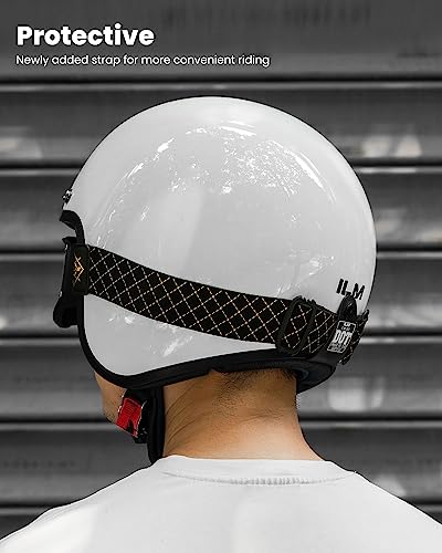 ILM 3/4 Open Face Motorcycle Helmets, Retro Vintage Moped Helmet for Men Women, Scooter ATV Cruiser Bobber Helmet, DOT Approved Model-207 (White, L)