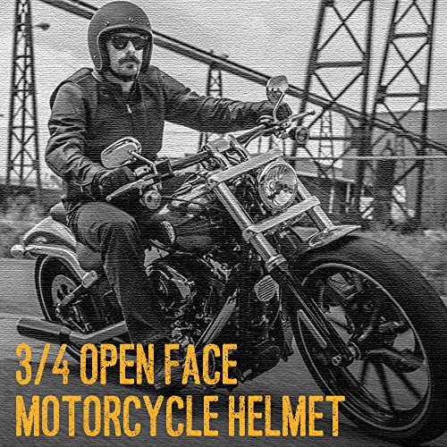 ILM 3/4 Open Face Motorcycle Helmets, Retro Vintage Moped Helmet for Men Women, Scooter ATV Cruiser Bobber Helmet, DOT Approved Model-207 (White, L)