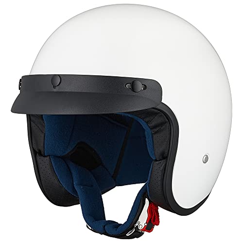 ILM 3/4 Open Face Motorcycle Helmets, Retro Vintage Moped Helmet for Men Women, Scooter ATV Cruiser Bobber Helmet, DOT Approved Model-207 (White, L)