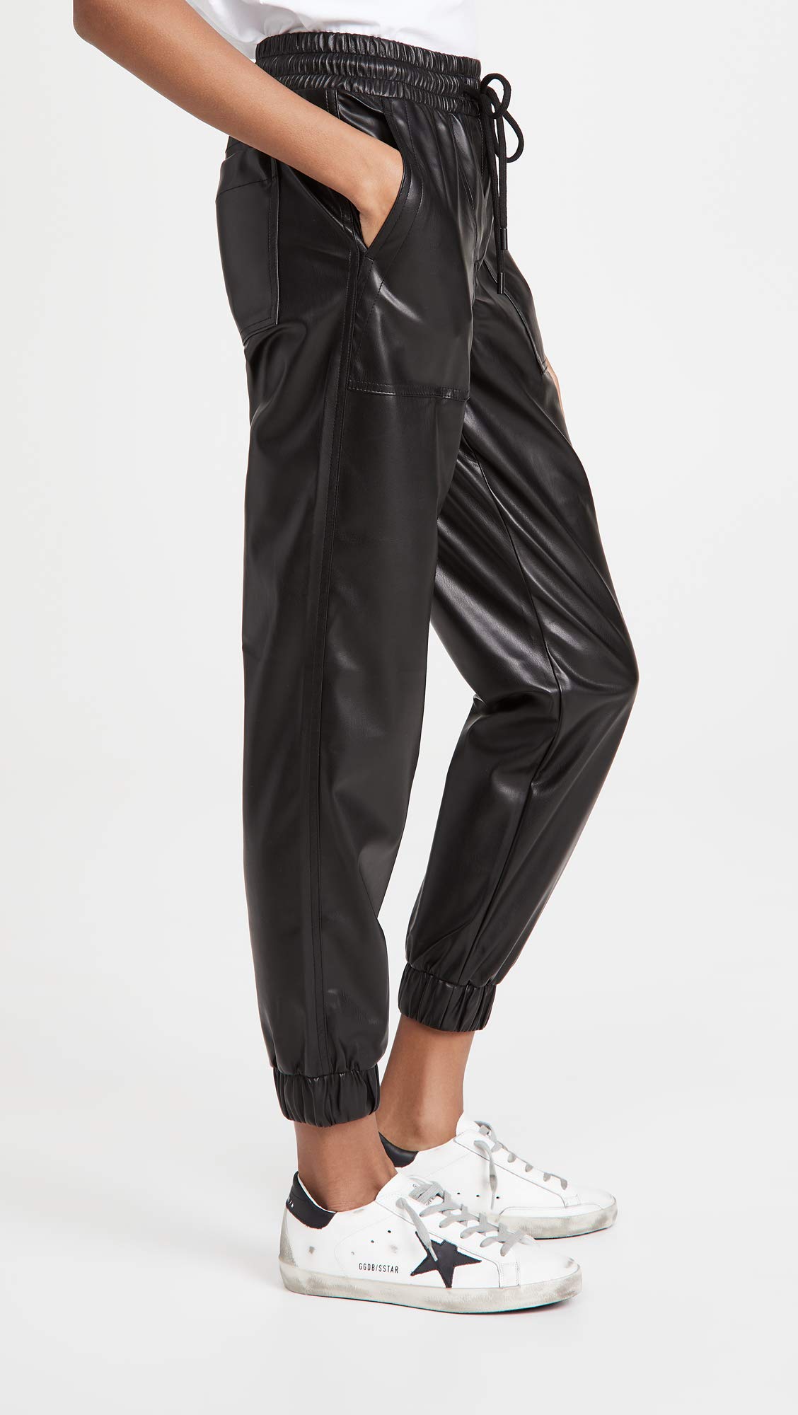 [BLANKNYC] Womens Vegan Leather, Comfortable & Casual Pants, Black Widow, 26