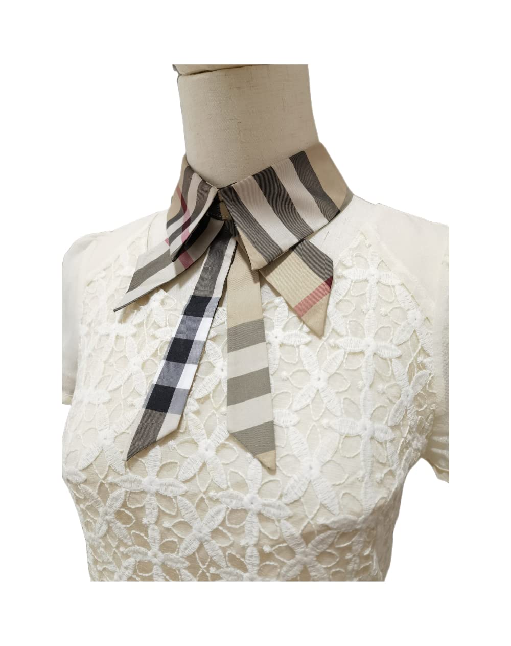 Vpang Detachable Fake Collar Lapel Plaid Blouse False Collar Choker Peter Pan Necklace Neck Bow Tie (Plaid)