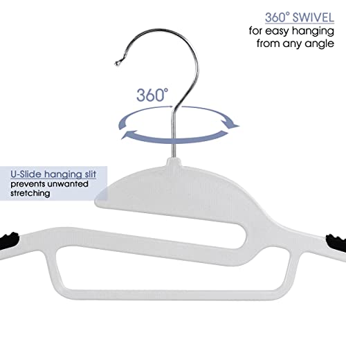 Elama Home 50 Piece Non Slip Hanger with U-Slide in White and Black