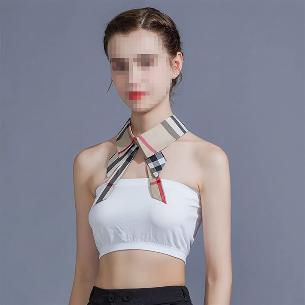 Vpang Detachable Fake Collar Lapel Plaid Blouse False Collar Choker Peter Pan Necklace Neck Bow Tie (Plaid)