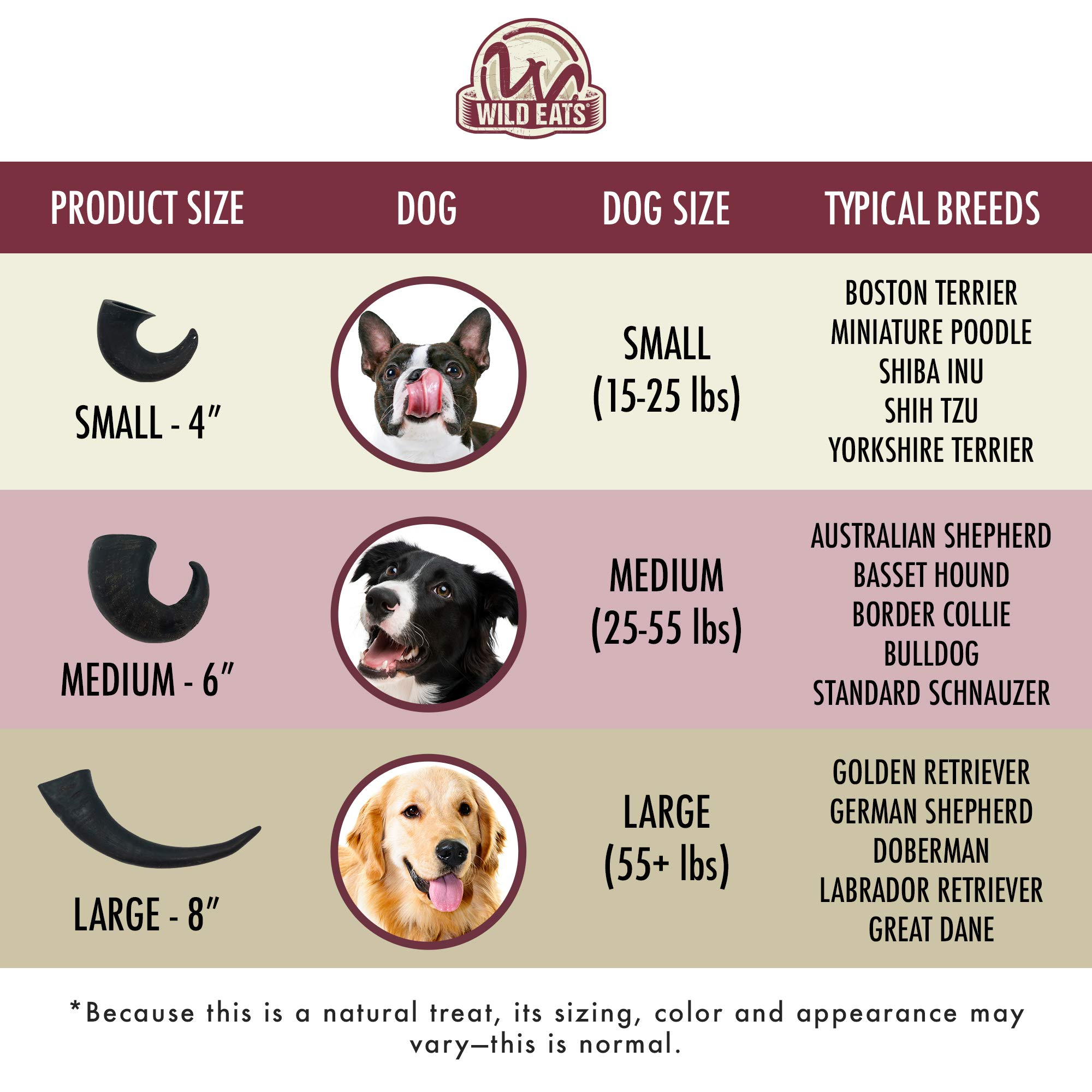 Wild Eats Water Buffalo Horn Dog Chews (All Natural, Single Source Protein, Grain Free Dog Treat, Dog Chews for Power Chewers) 2 Pack Small