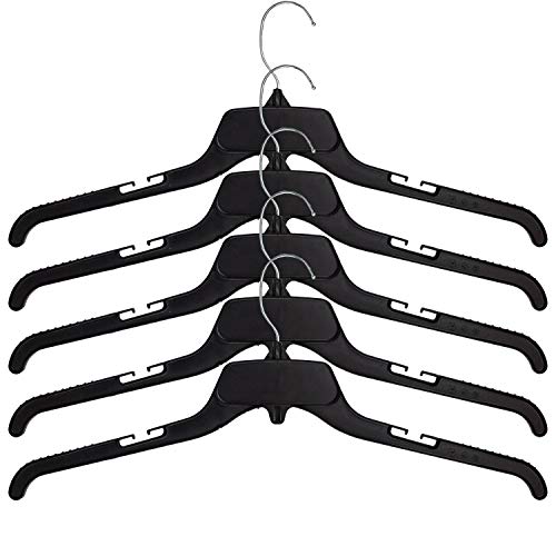 Hangon Recycled Plastic with Notches Shirt Hangers, 19 Inch, Black, 10 Pack