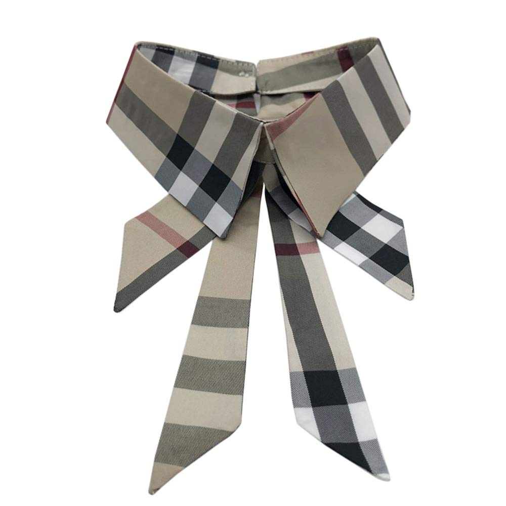 Vpang Detachable Fake Collar Lapel Plaid Blouse False Collar Choker Peter Pan Necklace Neck Bow Tie (Plaid)