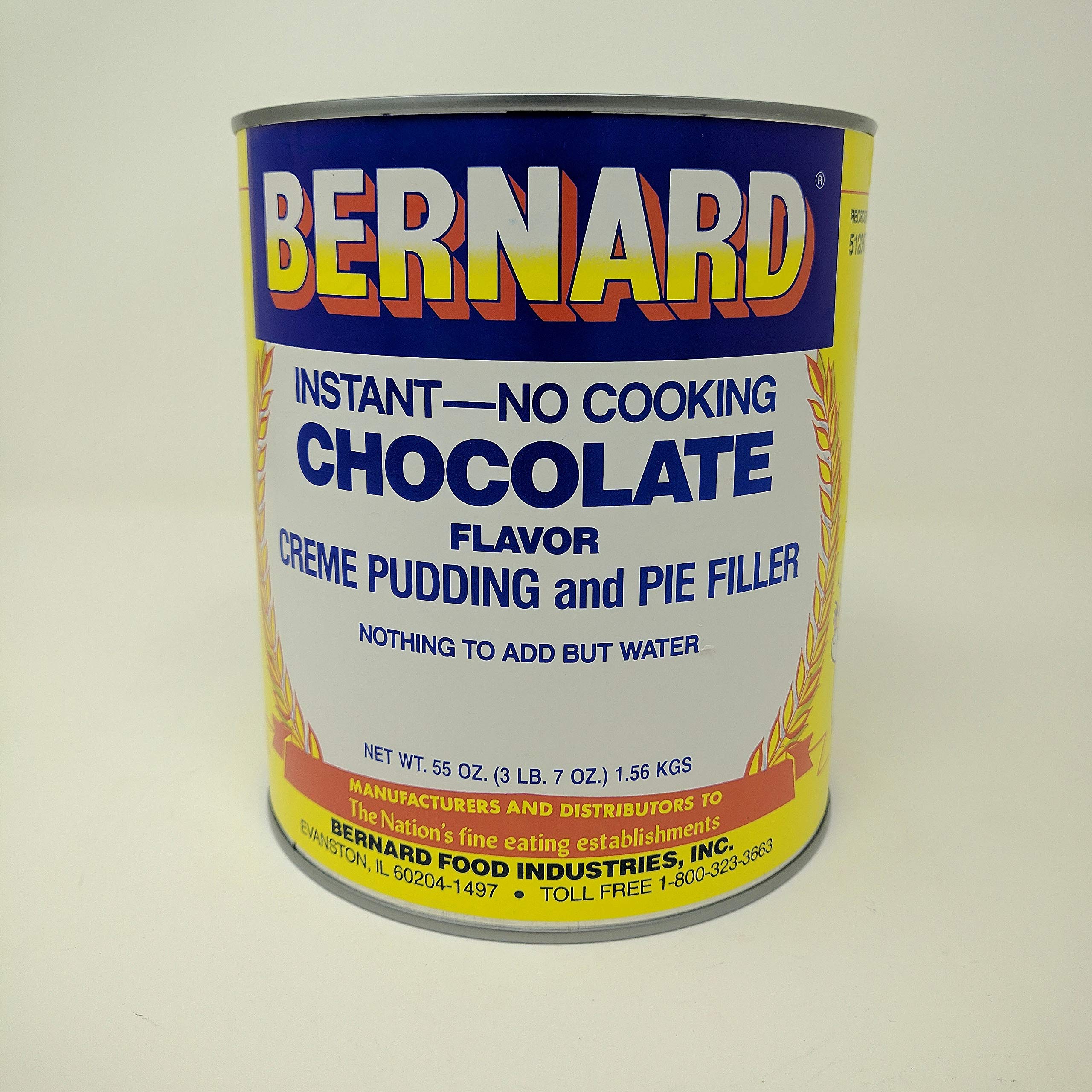 Bernard Foods Chocolate Pudding Mix SURVIVAL FOOD 48 SERV. ONE #10 can