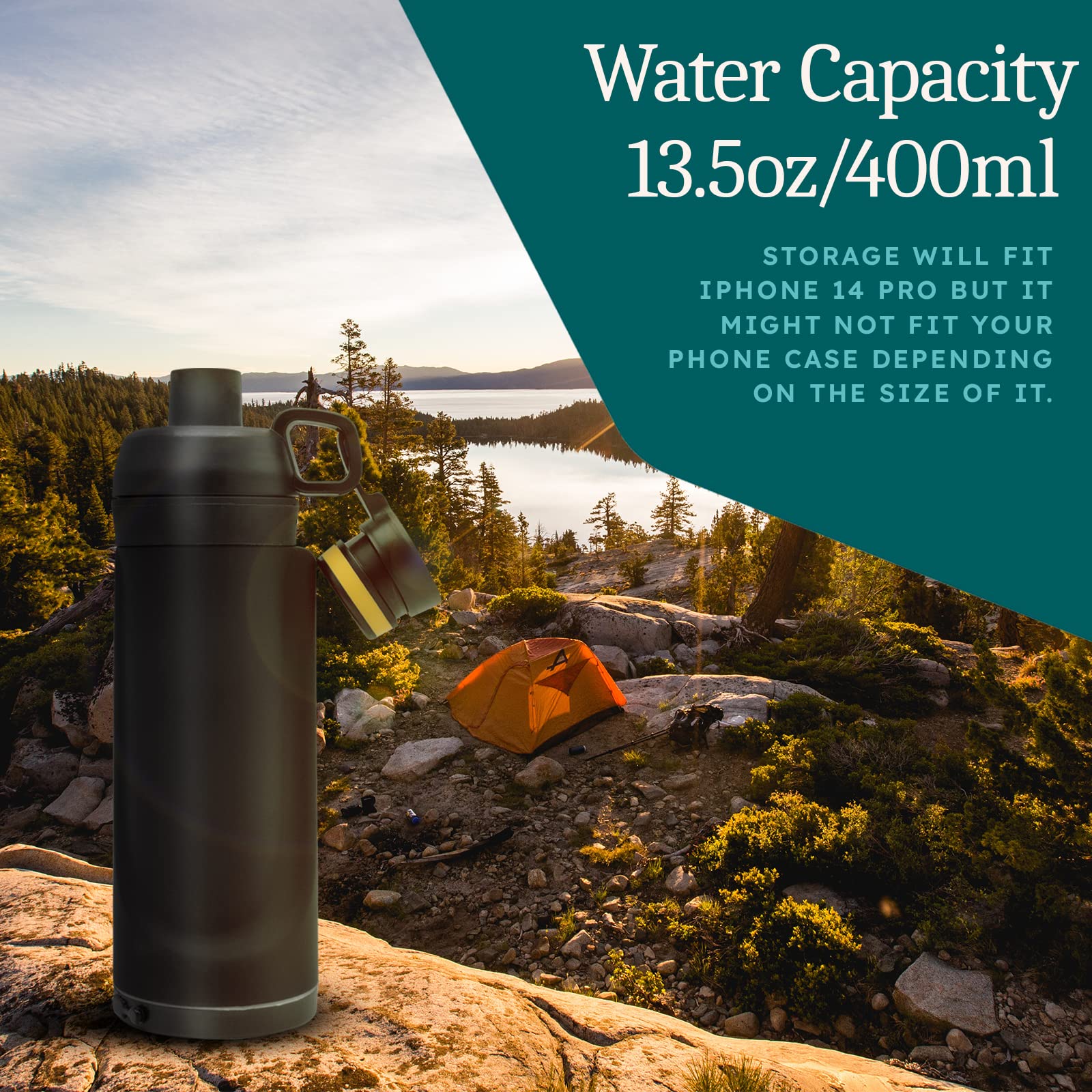 Diversion Water Bottle 13.5oz - Biggest Hidden Wallet Compartment - Best For Travel Or Hidden Safe For The Home - BPA Free Black Diversion Safe Storage