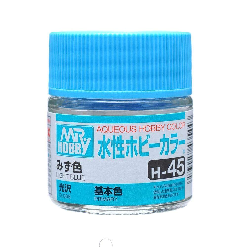 Mr. Hobby Gloss Light Blue Aqueous Color 10ml Bottle # H45 - Model Building Paints and Tools # H45