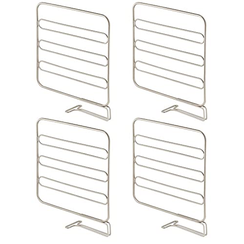 mDesign Versatile Metal Wire Closet Shelf Divider and Separator for Storage and Organization in Bedroom, Bathroom, Kitchen and Office Shelves - Easy Install - 4 Pack - Satin