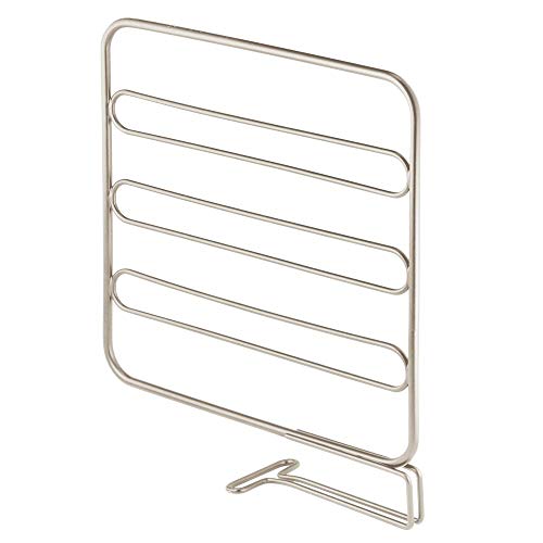mDesign Versatile Metal Wire Closet Shelf Divider and Separator for Storage and Organization in Bedroom, Bathroom, Kitchen and Office Shelves - Easy Install - 4 Pack - Satin