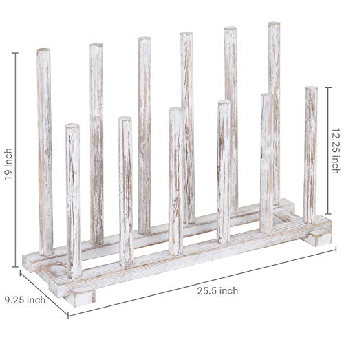 MyGift Shabby Whitewashed Wood Boot Rack Organizer Tall Boots Inverter Holder - Holds up to 6 Pairs