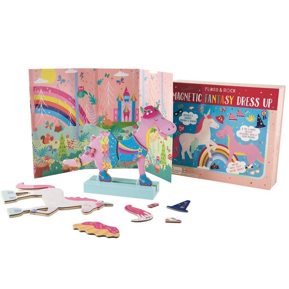 Floss & Rock 40P3550 Wooden Fantasy Dress Up Pets Magnetic Toy, Multicolor