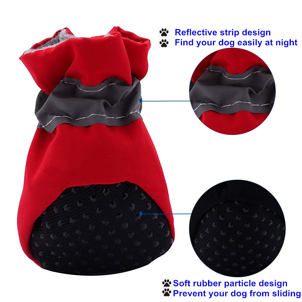 AblePet Dog Cat Boots Soft Shoes Anti-Slip Booties, with Adjustable Strap and Reflective Strip, Premium Paw Protector Only Fit for Small Dog (4Pcs)(Red, 6)