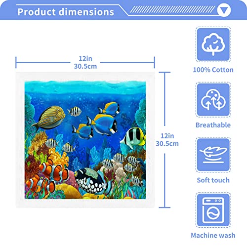 Kigai 2 Pack Sealife Fish Coral Washcloths โ Soft Face Towels, Gym Towels, Hotel and Spa Quality, Reusable Pure Cotton Fingertip Towels