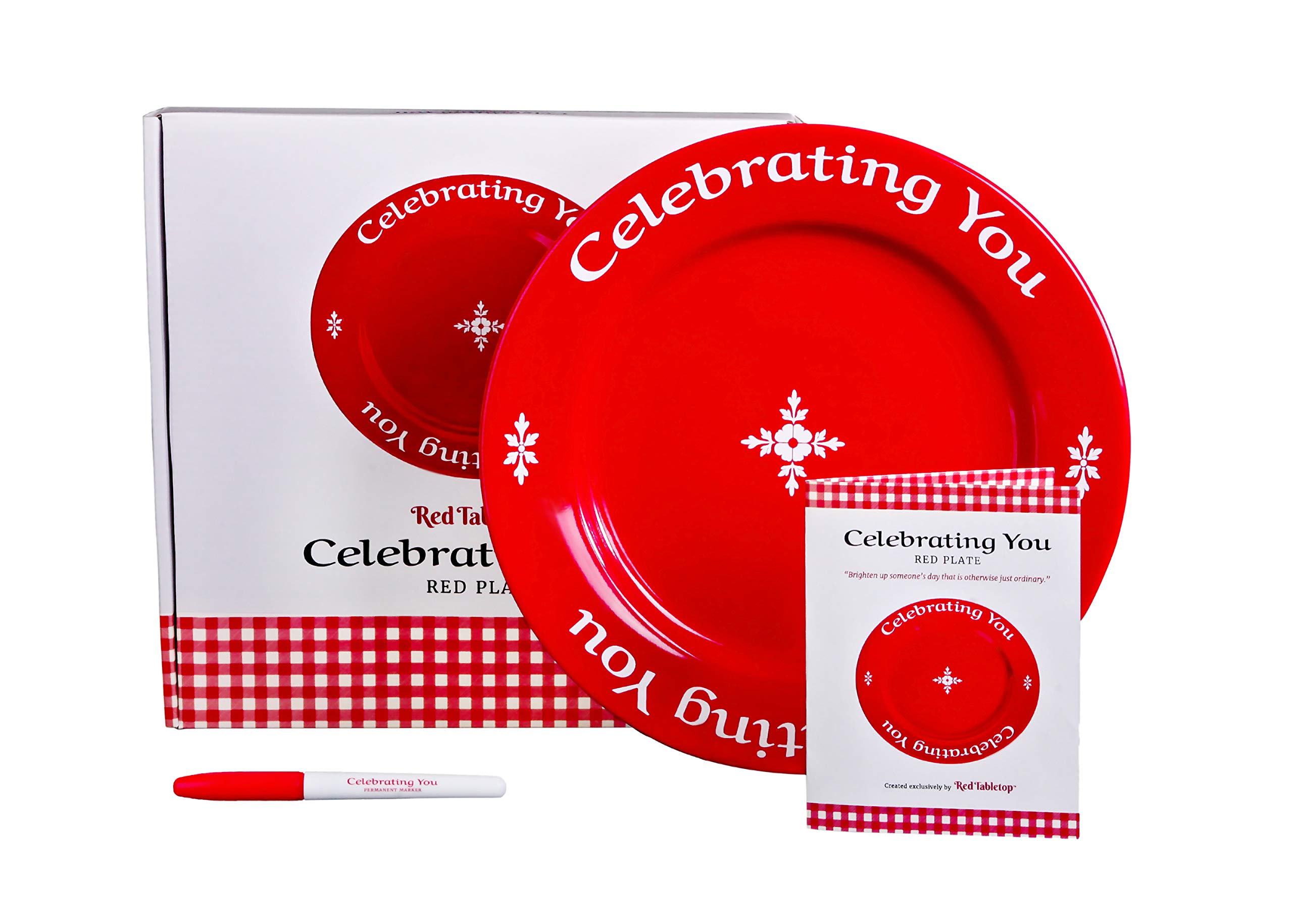 Celebrating You Red Plate in custom Gift Box. Birthday Plate, Mother’s Day, Wedding, Anniversary, Holiday Gift, Red Dinner Plate, Quality Personalized Special Red Plate Microwave & Dishwasher Safe
