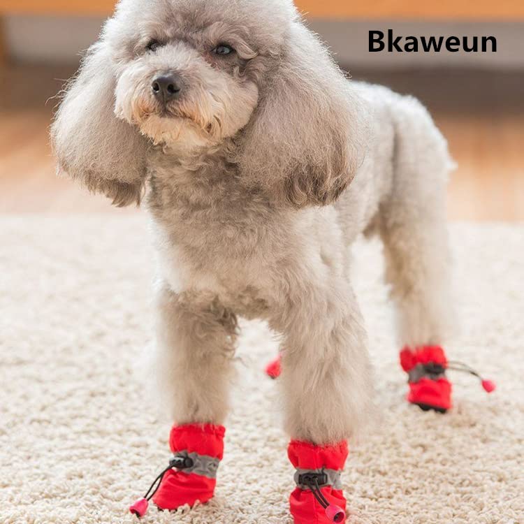 AblePet Dog Cat Boots Soft Shoes Anti-Slip Booties, with Adjustable Strap and Reflective Strip, Premium Paw Protector Only Fit for Small Dog (4Pcs)(Red, 6)