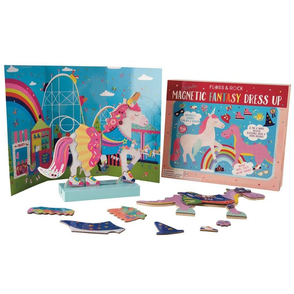 Floss & Rock 40P3550 Wooden Fantasy Dress Up Pets Magnetic Toy, Multicolor
