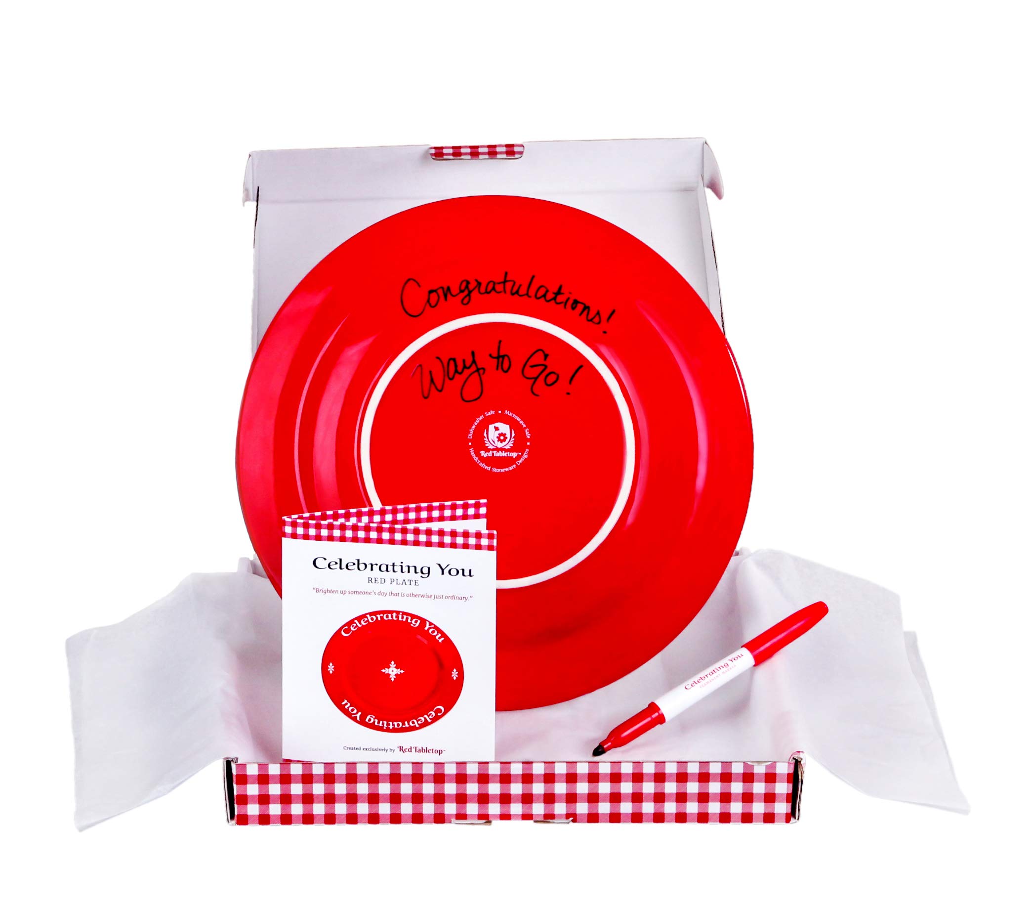 Celebrating You Red Plate in custom Gift Box. Birthday Plate, Mother’s Day, Wedding, Anniversary, Holiday Gift, Red Dinner Plate, Quality Personalized Special Red Plate Microwave & Dishwasher Safe