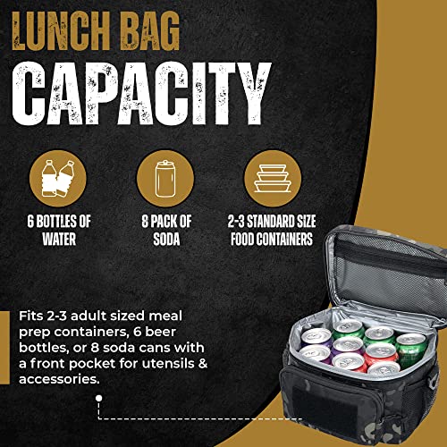 HighSpeedDaddy Medium Tactical Lunch Box for Men (9 L) Insulated & Water-Resistant Men's Lunch Bag for Work - Fits 3 Meal Containers (10”x7.5”x6.5”)