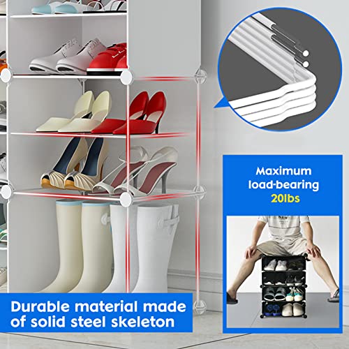 Jomifin Shoe Rack Storage Cabinet with Doors, key Holders, Expandable Standing Rack, Portable Shoes Organizer, Storage 36-72 Pairs Shoes, Boots, Slippers (White)