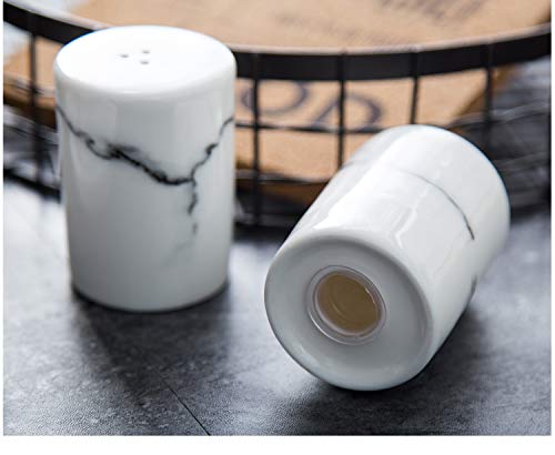 Sizikato 2pcs Marble Stripes Ceramic Salt and Pepper Shakers Marble-Style Furniture Kitchen and Table Decoration.