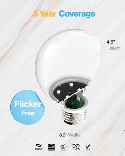 Sunco 6 Pack Globe Light Bulbs, G25 LED Vanity Bulbs for Bathroom, Round Ambient Decorative Bulb, 450 LM, 3000K Warm White, Dimmable, 6W, E26 Base, Frosted, CRI92, Damp Rated UL