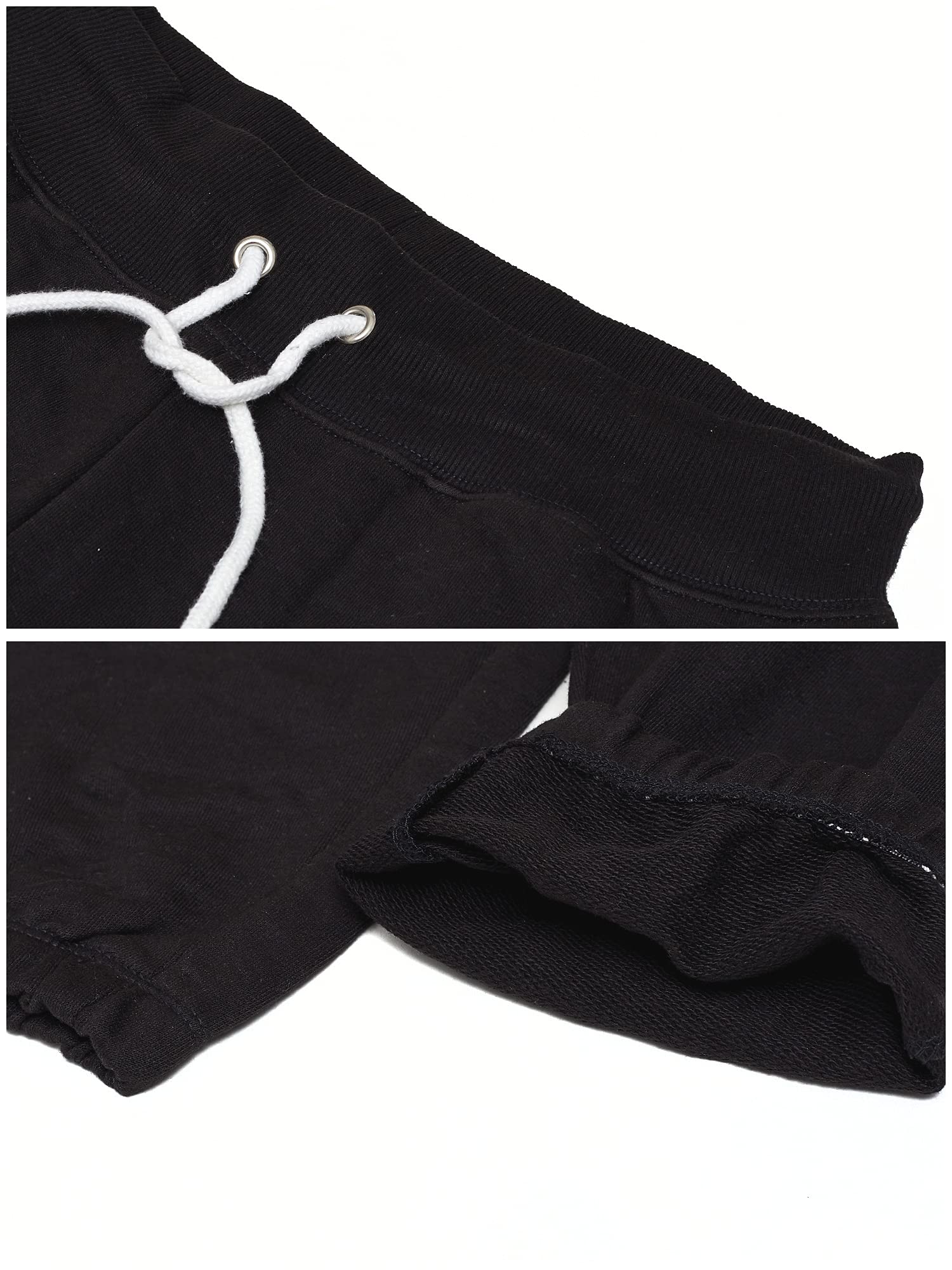 U.S. Polo Assn. Essentials Black Sweatpants with Pockets, Comfy, Breathable French Terry Womens Joggers (Black, Small)