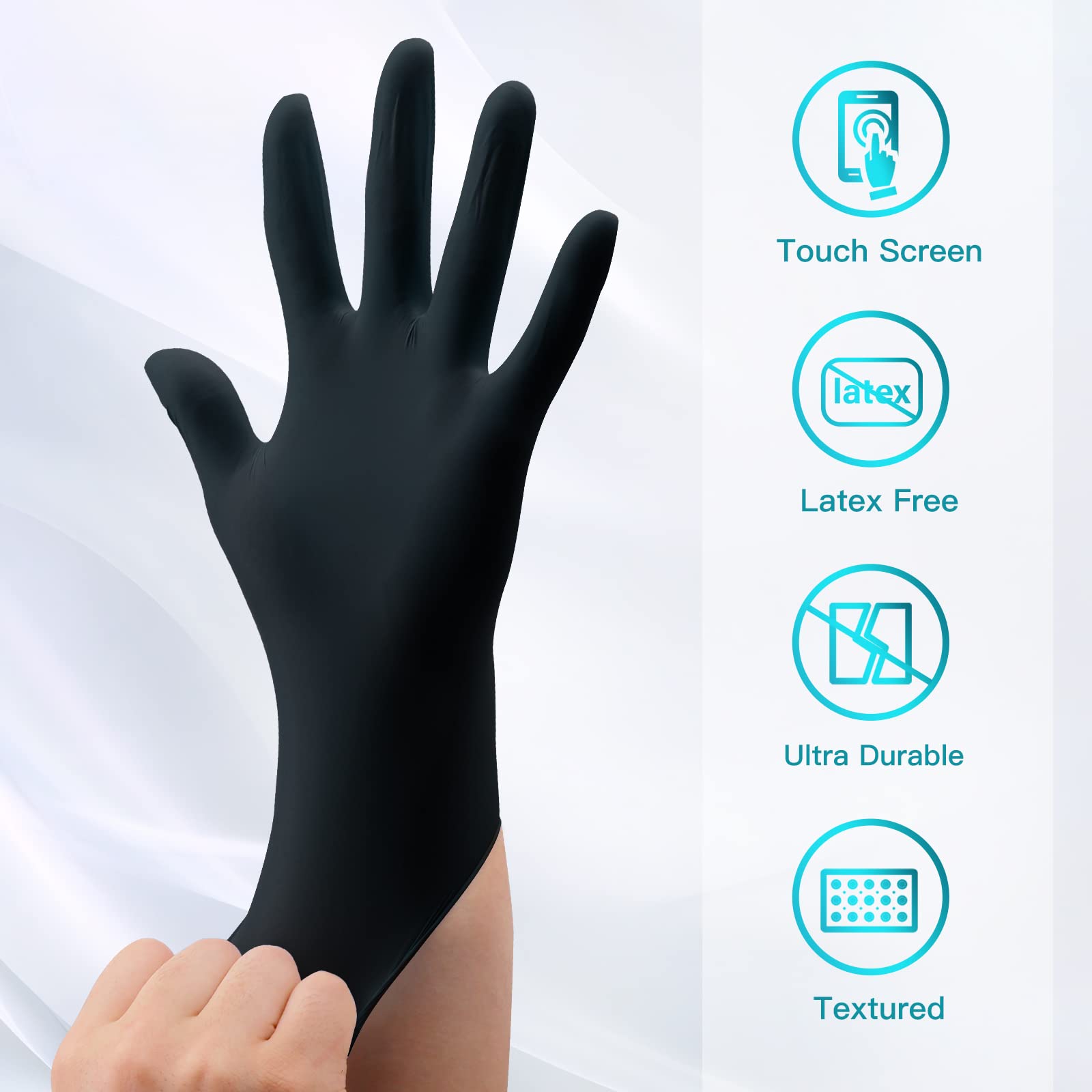GMG SINCE1988 Nitrile Exam Gloves, Black Disposable Gloves,Nitrile Gloves Large 100,4 mil No Latex Gloves