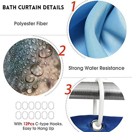4PCS/Set Sun and Moon Print Pattern Shower Curtains Sets Polyester Waterproof Bathroom Shower Curtain Sets Non-Slip Bathroom Rugs Bath Mat Set Toilet Lid Cover+12 Hooks, Boho