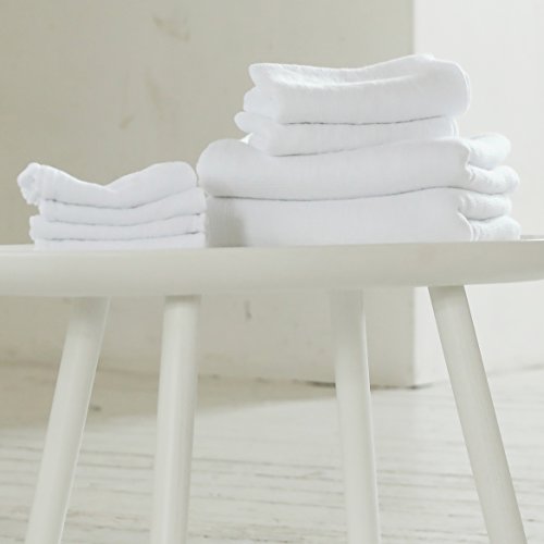 LinenMe Wash Cloths x4 100% Linen , 12 by 12-Inch, Optical White